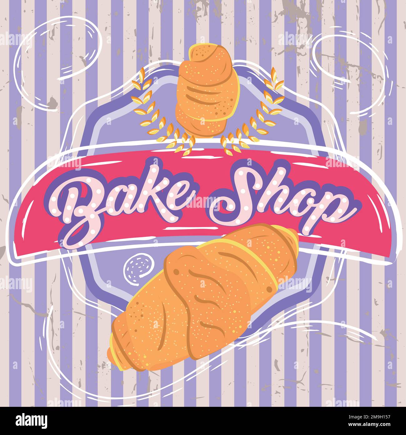 Retro bakery shop label with pair of croissants Vector Stock Vector ...