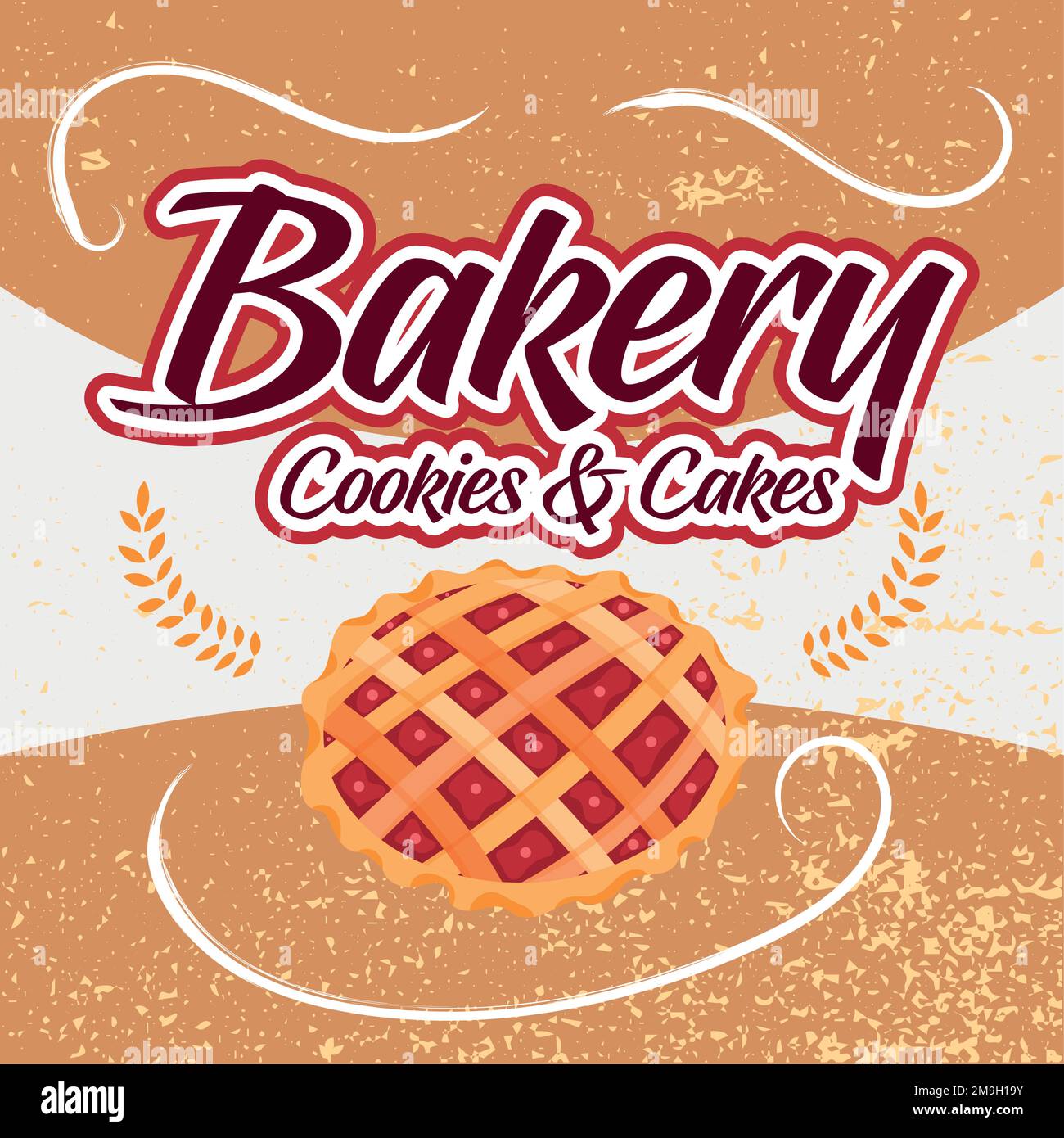 Colored retro bakery shop poster with pie Vector Stock Vector Image ...