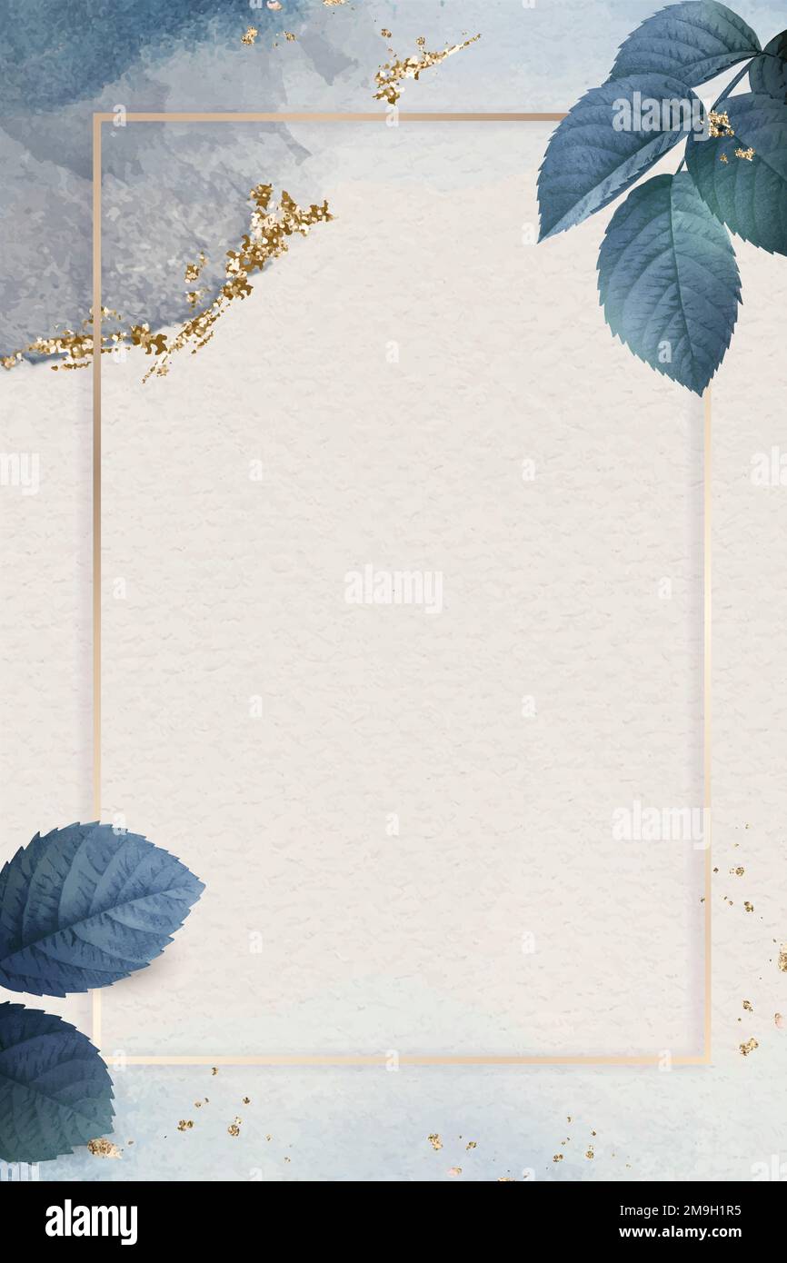 Rectangle gold frame with foliage pattern background vector Stock Vector Image & Art - Alamy