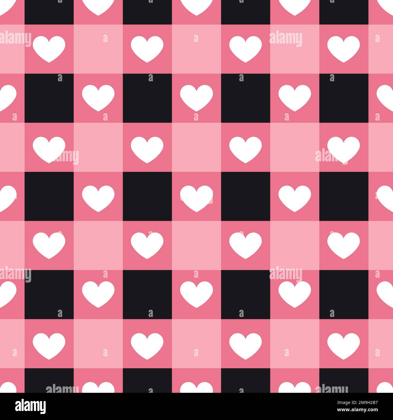 Vector seamless pattern of checkered plain texture with hearts isolated ...