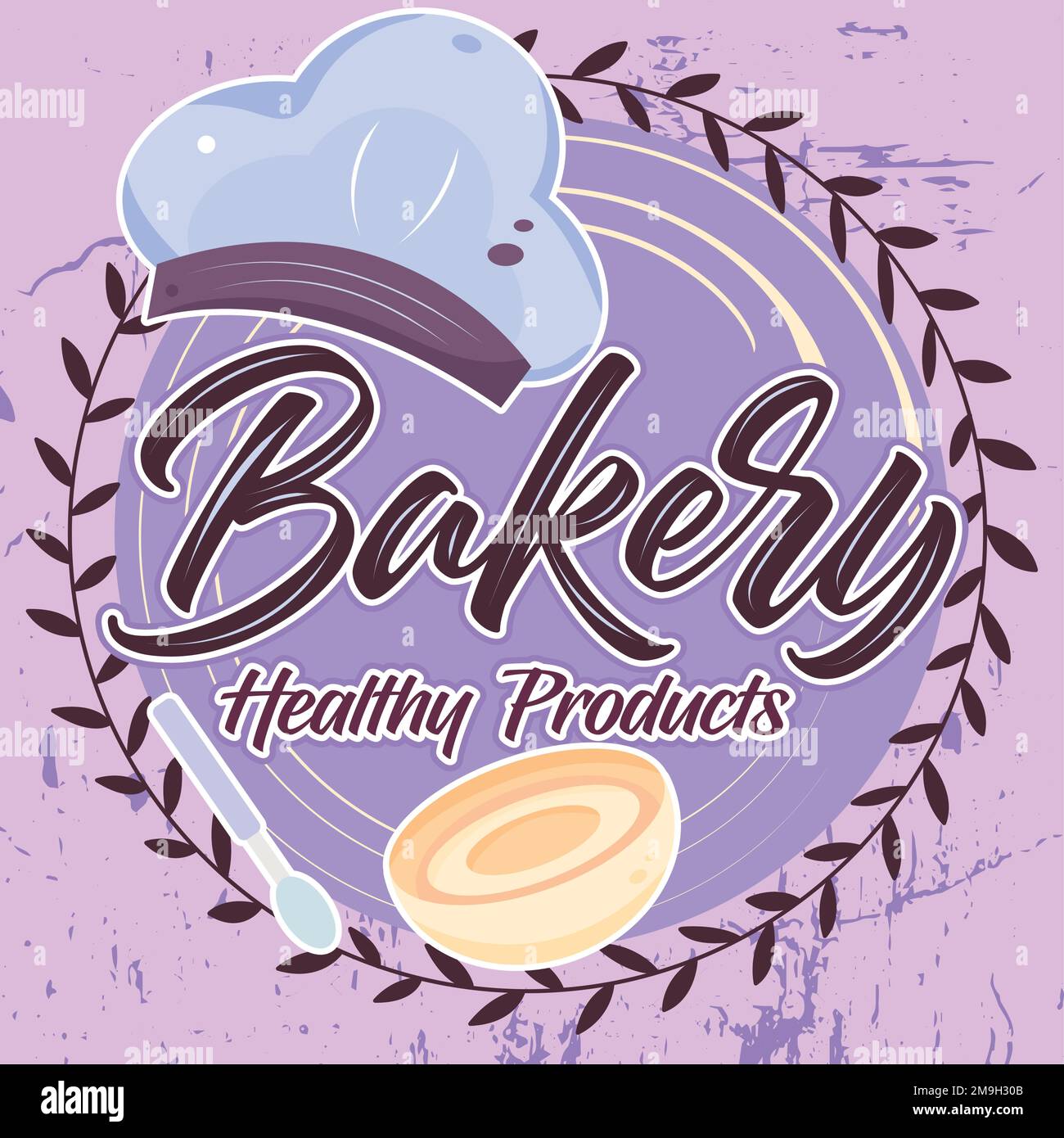 Colored retro bakery shop label with chef hat Vector Stock Vector Image ...