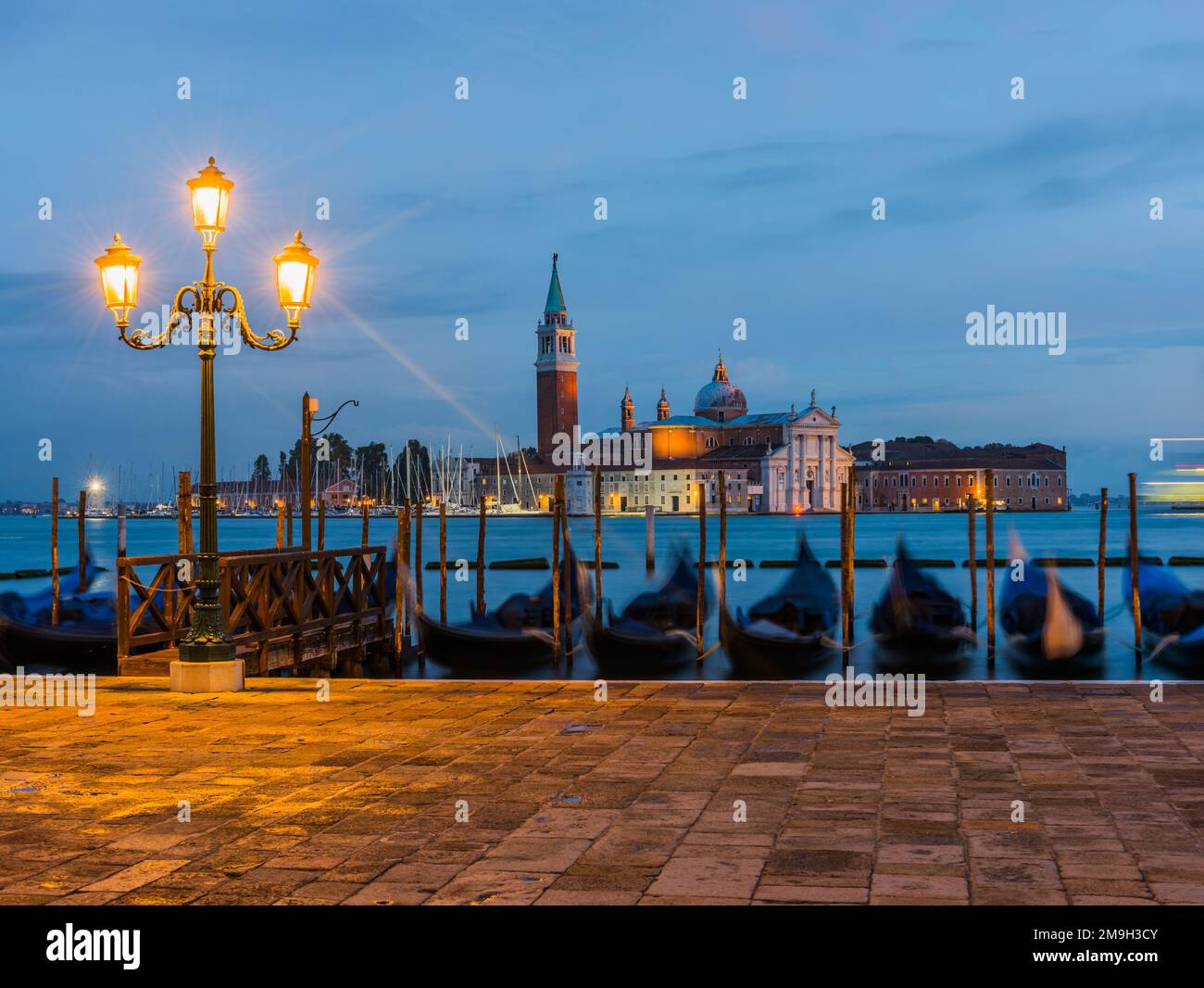 Beautiful Venice night view with city lights. View from San Marco ...
