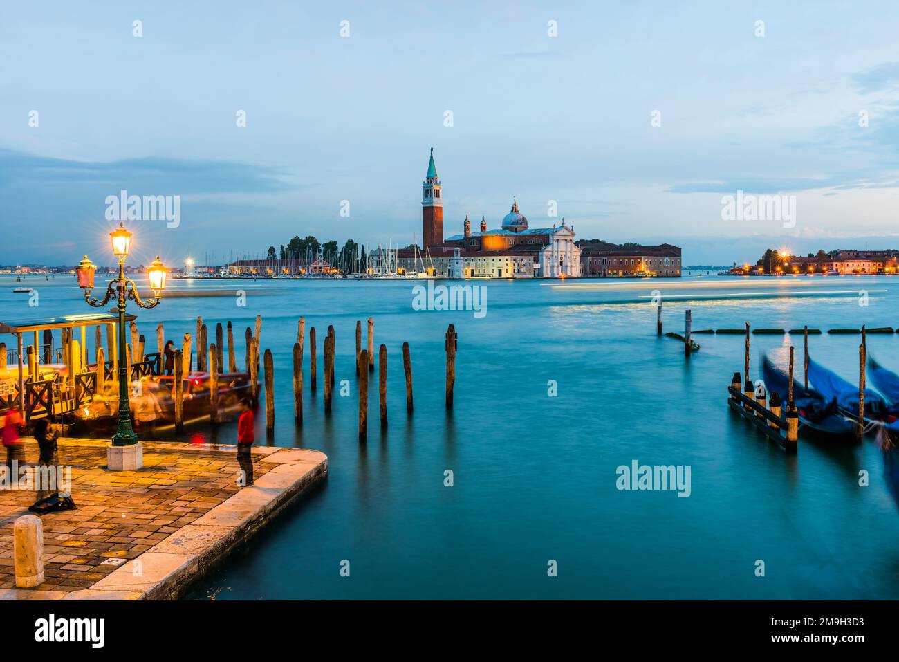 Beautiful Venice night view with city lights. View from San Marco ...