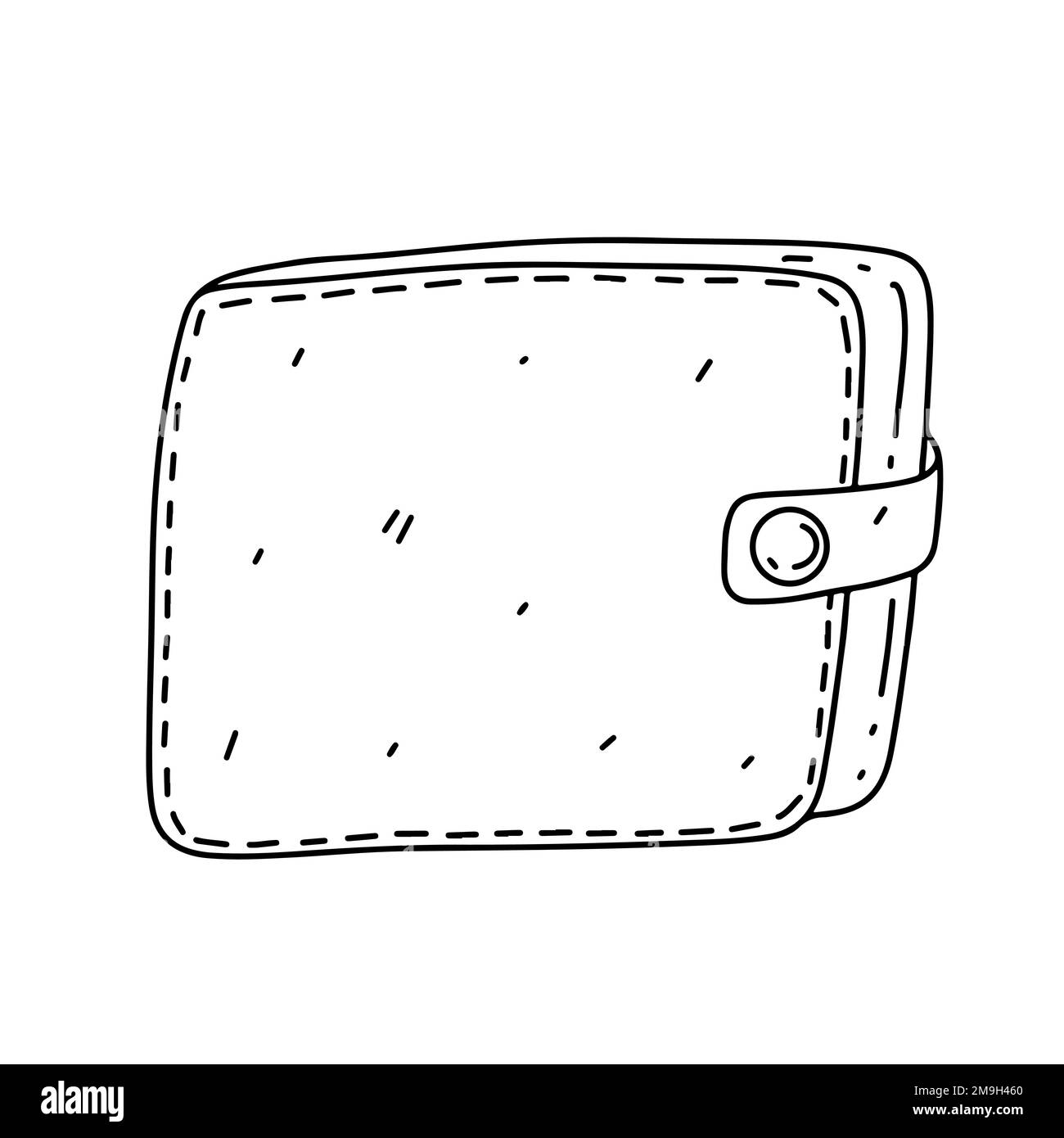 Leather wallet in hand drawn doodle style. Money case. Vector ...