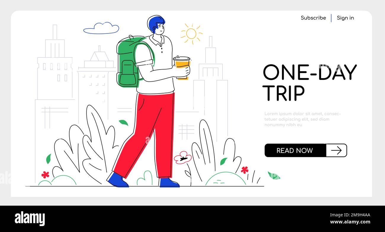 One-day trip - modern flat design style web banner Stock Vector Image ...