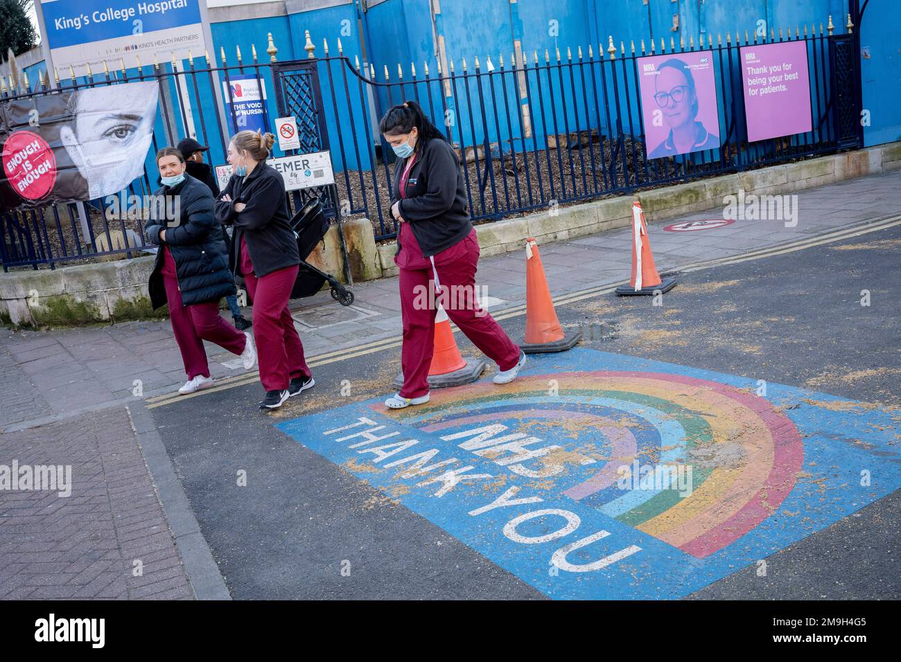 While striking nurses from the Royal College of Nursing who have walked ...