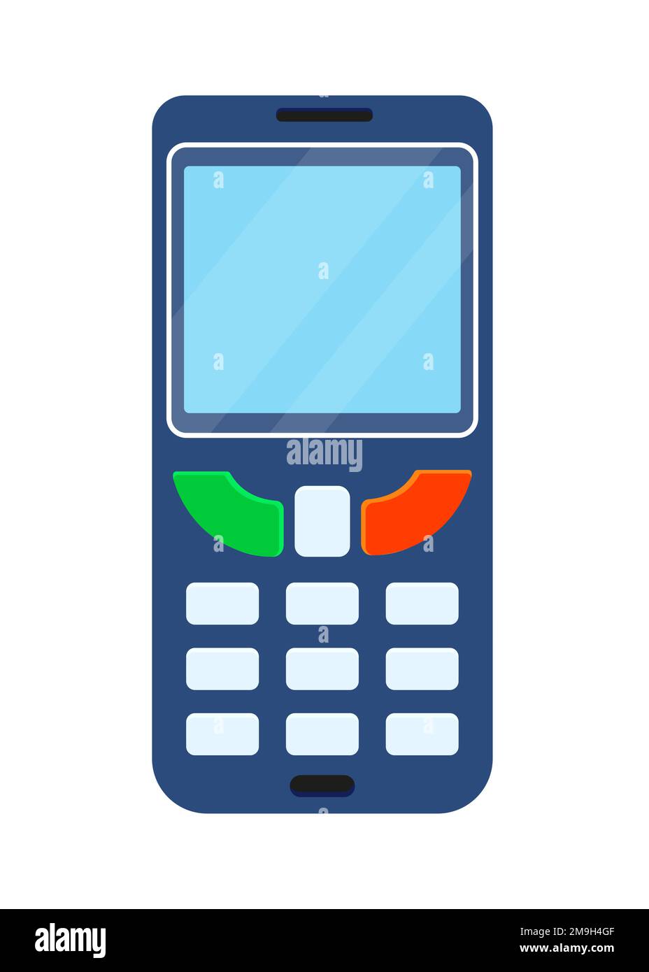 Push-button phone with screen - flat design style single isolated image ...