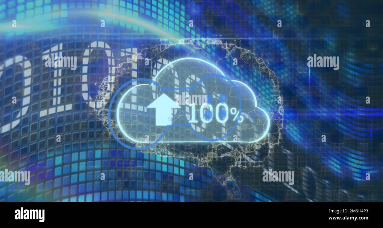 Composition of cloud with arrow and number data processing Stock Photo ...