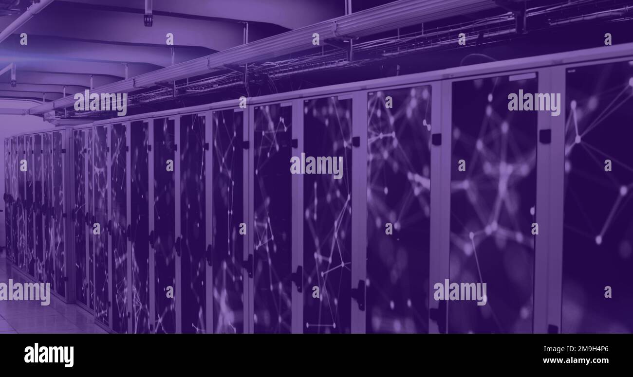 Composition of shapes over server room Stock Photo - Alamy