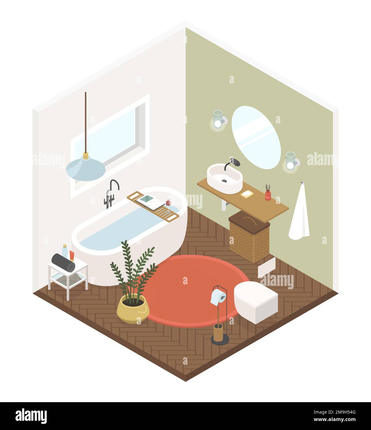 Cozy bathroom - modern vector colorful isometric illustration Stock ...