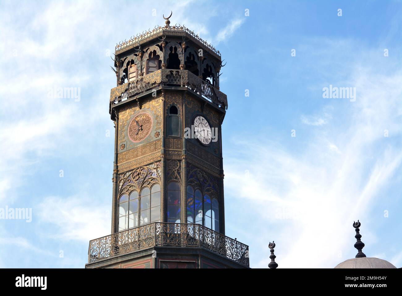 The clock tower of The great mosque of Muhammad Ali Pasha or Alabaster ...