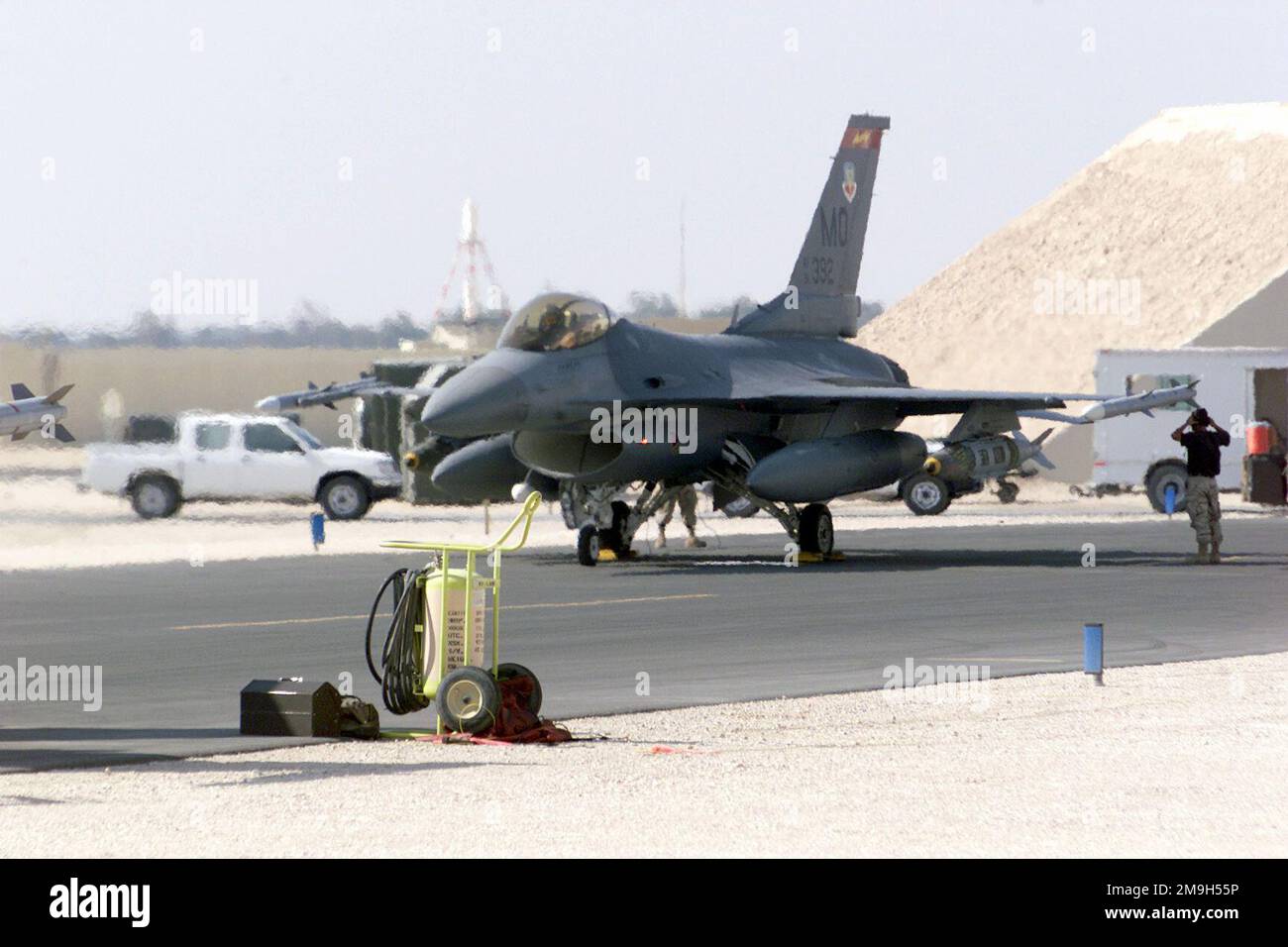 An F-16 Fighting Falcon assigned to the 389th Expeditionary Fighter ...