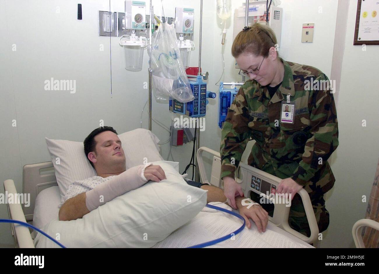 US Air Force (USAF) First Lieutenant (1LT) Salerno, Intensive Care Unit ...