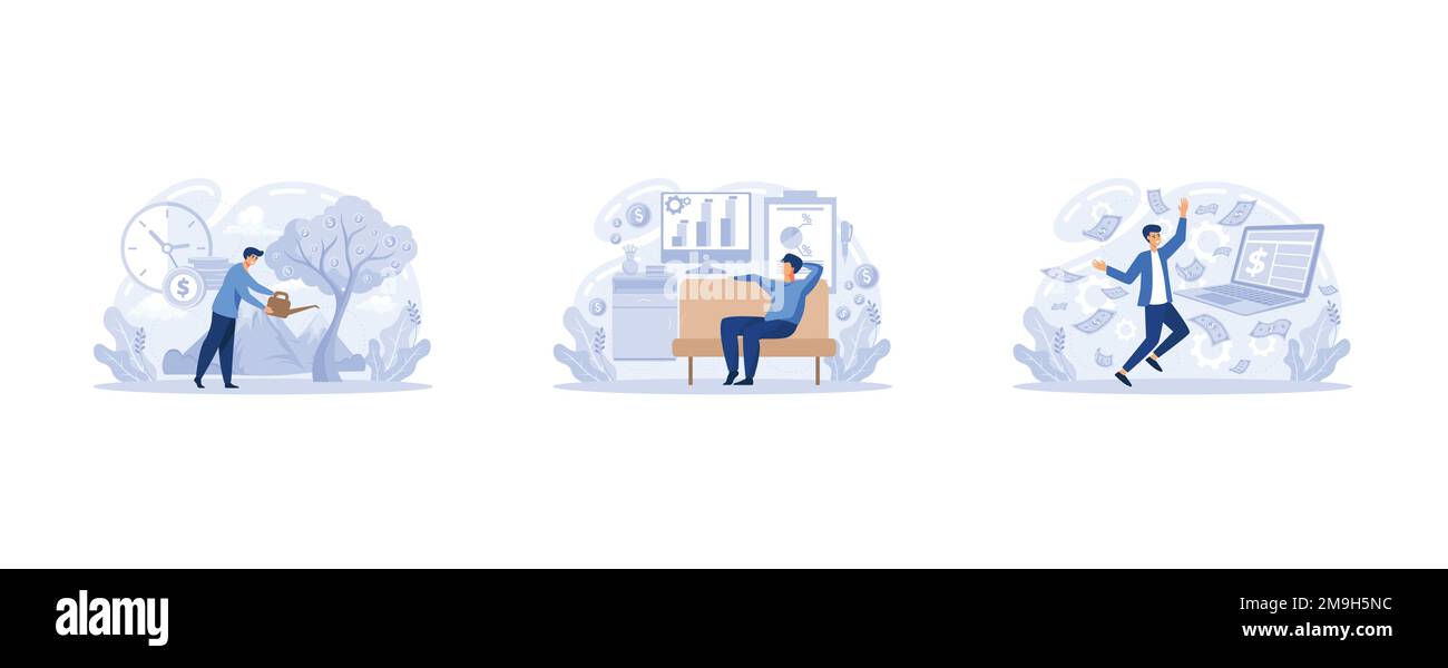 Passive income, making money, active income, cash flow. Receiving ...