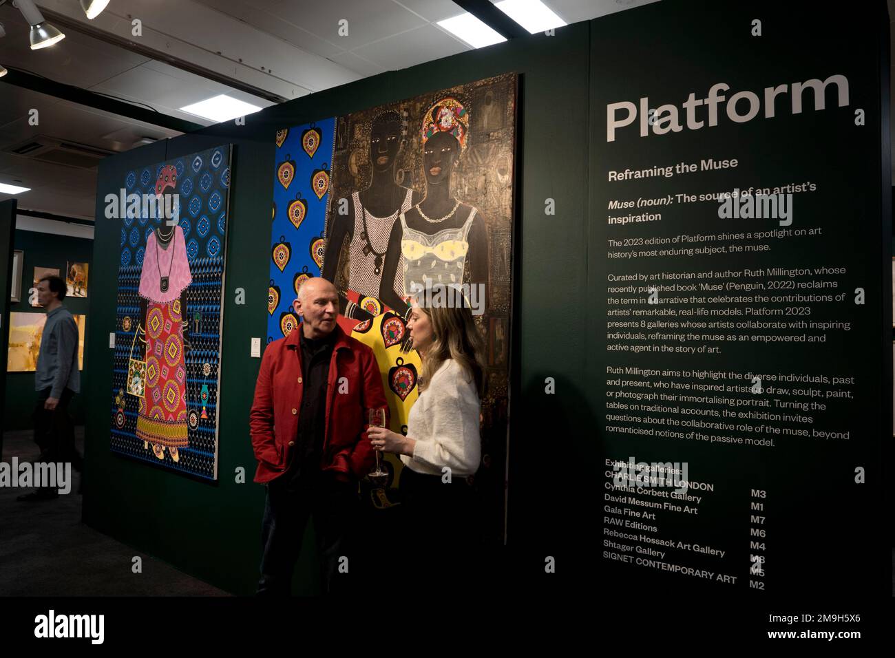 Visitors and collectors at the London Arts Fair 2023 at the Islington ...