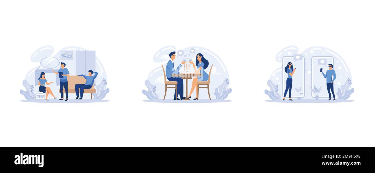 Friends meeting, romantic blind date, leisure time, soul mate, romantic ...