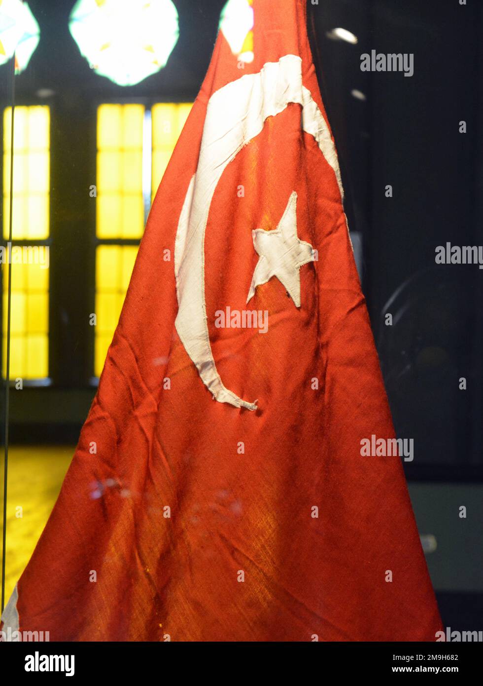 An ancient old Egyptian flag from Muhammad Ali Pasha era with a ...