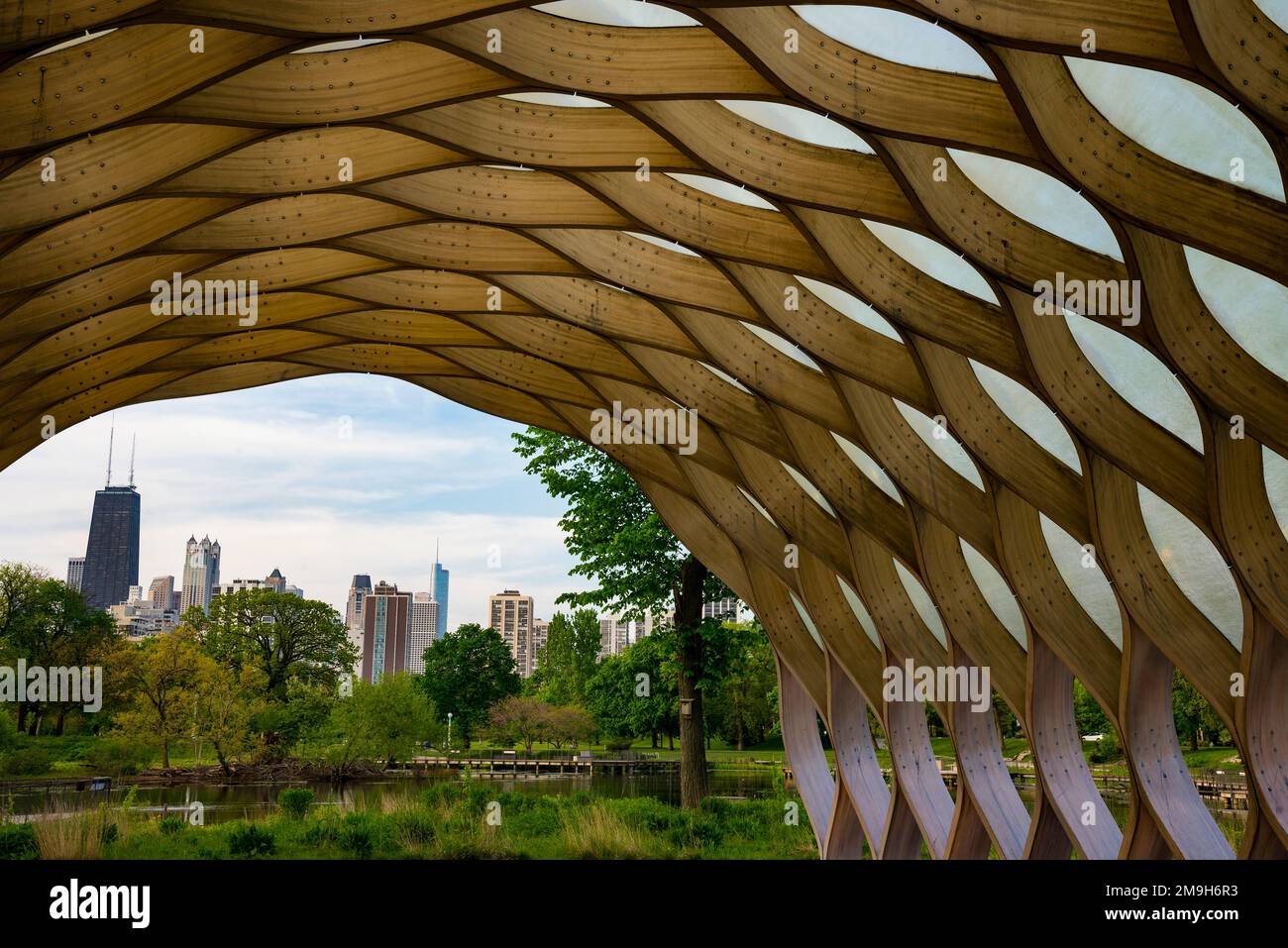 View of South Pond Pavilion at Lincoln Park, Chicago, Illinois, USA ...