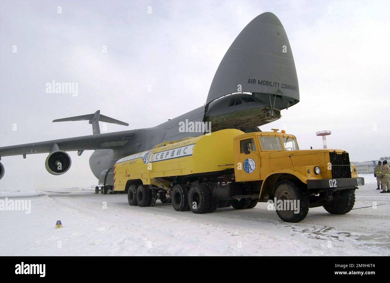 A C 5 Galaxy cargo plane re-fuels at Manas International Airport ...