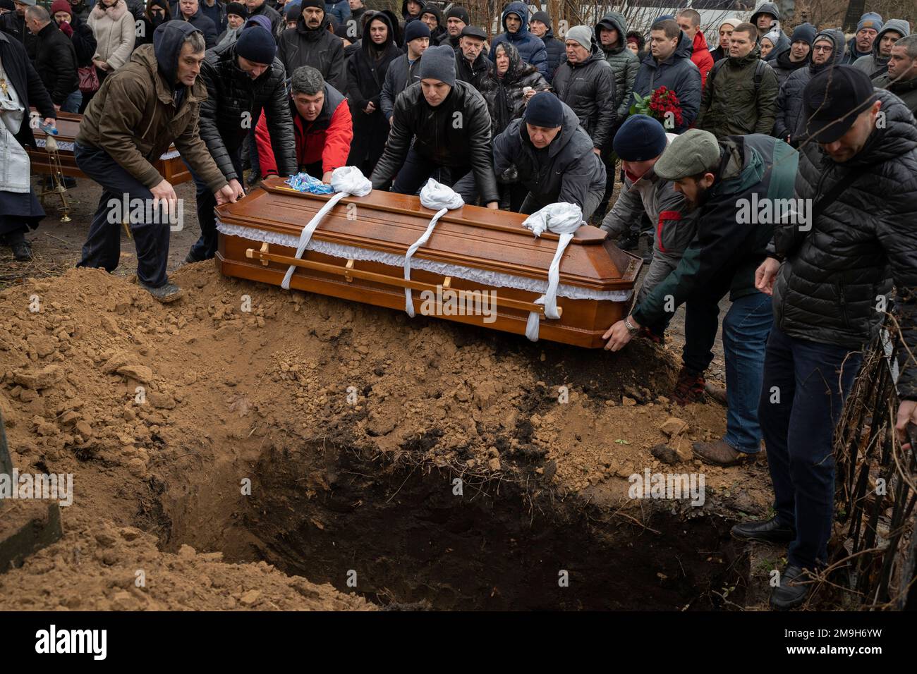 The coffins of Maksym and Nataliia Shvets, a couple who died under the ...