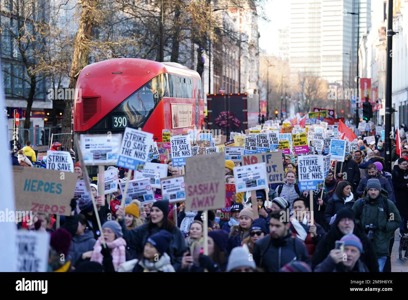 Protesters march through London, towards Downing Street, during the ...