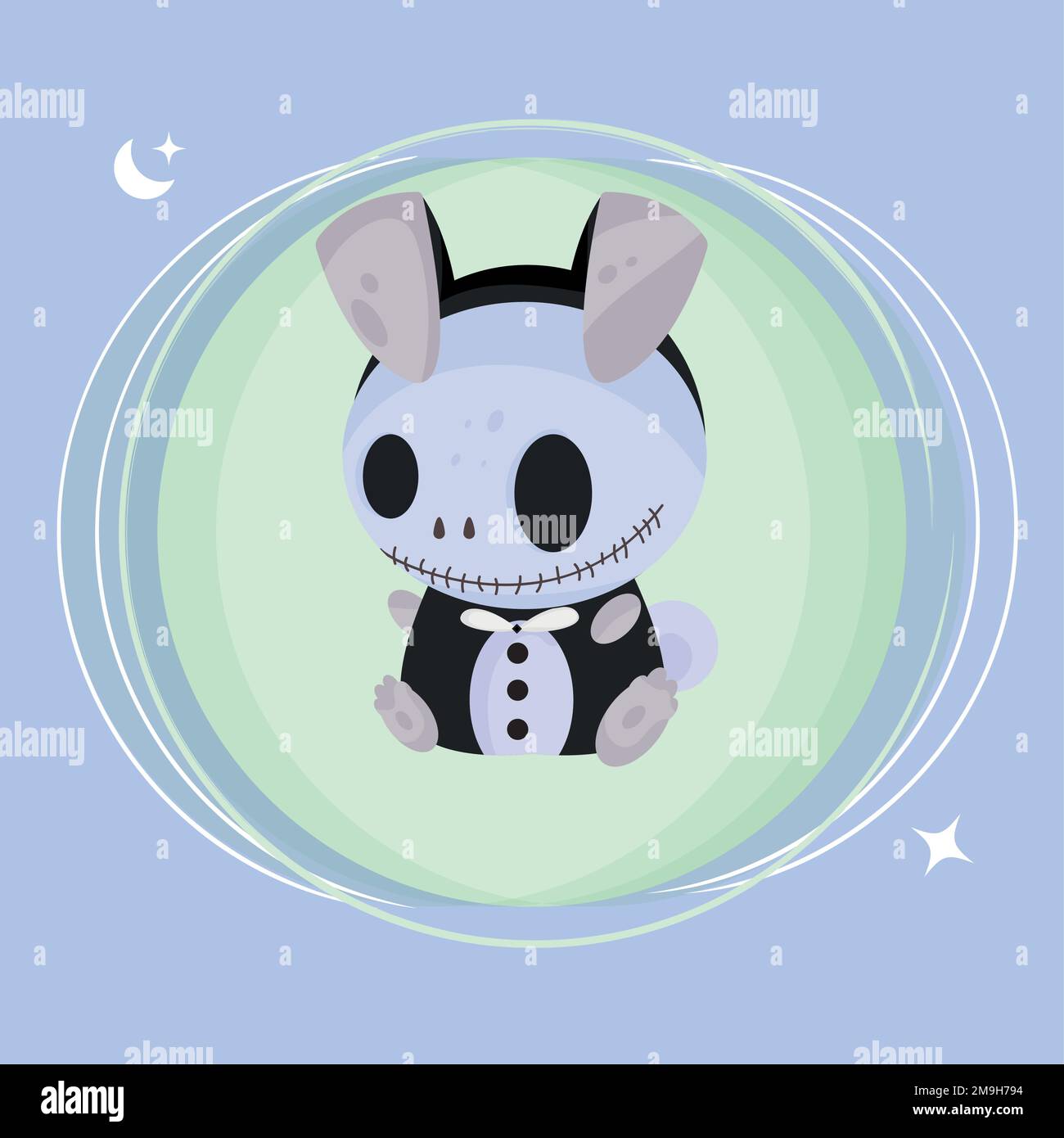 Isolated cute rabbit on an undead costume Vector Stock Vector Image ...