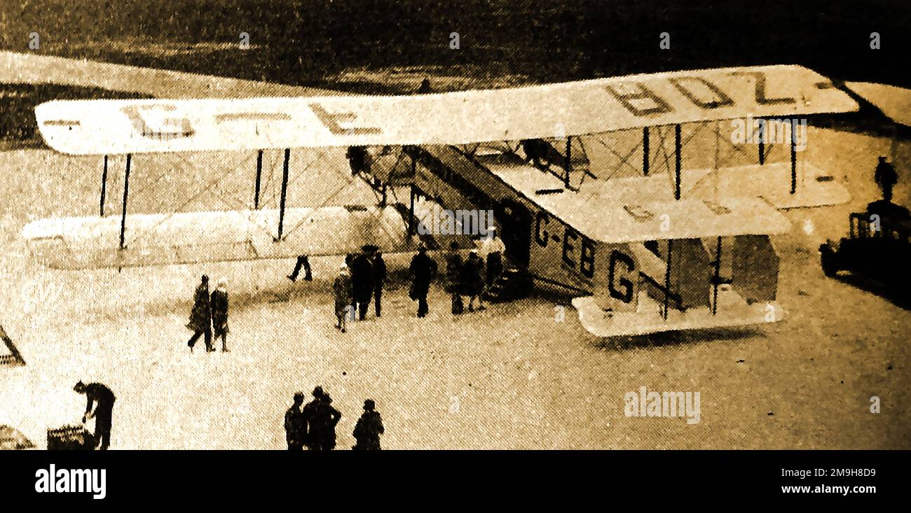 1930 photograph taken at Croydon Aerodrome (airport) showing passengers ...