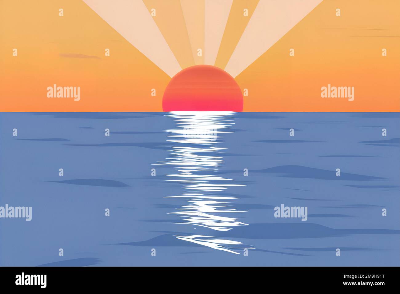 illustration Landscape and sunset sky Stock Photo - Alamy
