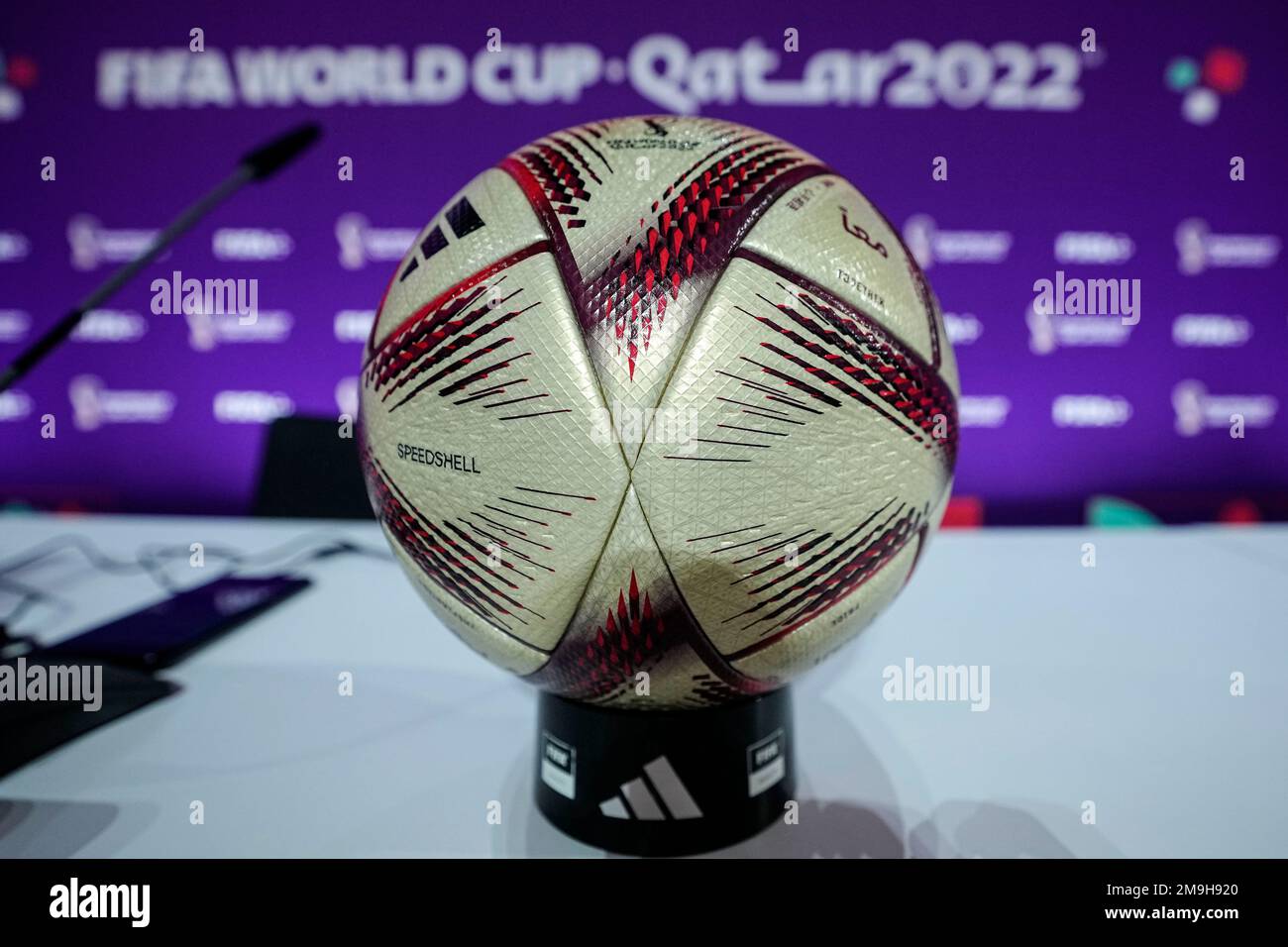 The Al Rihla, official Adidas match ball for Qatar 2022 is pictured at ...