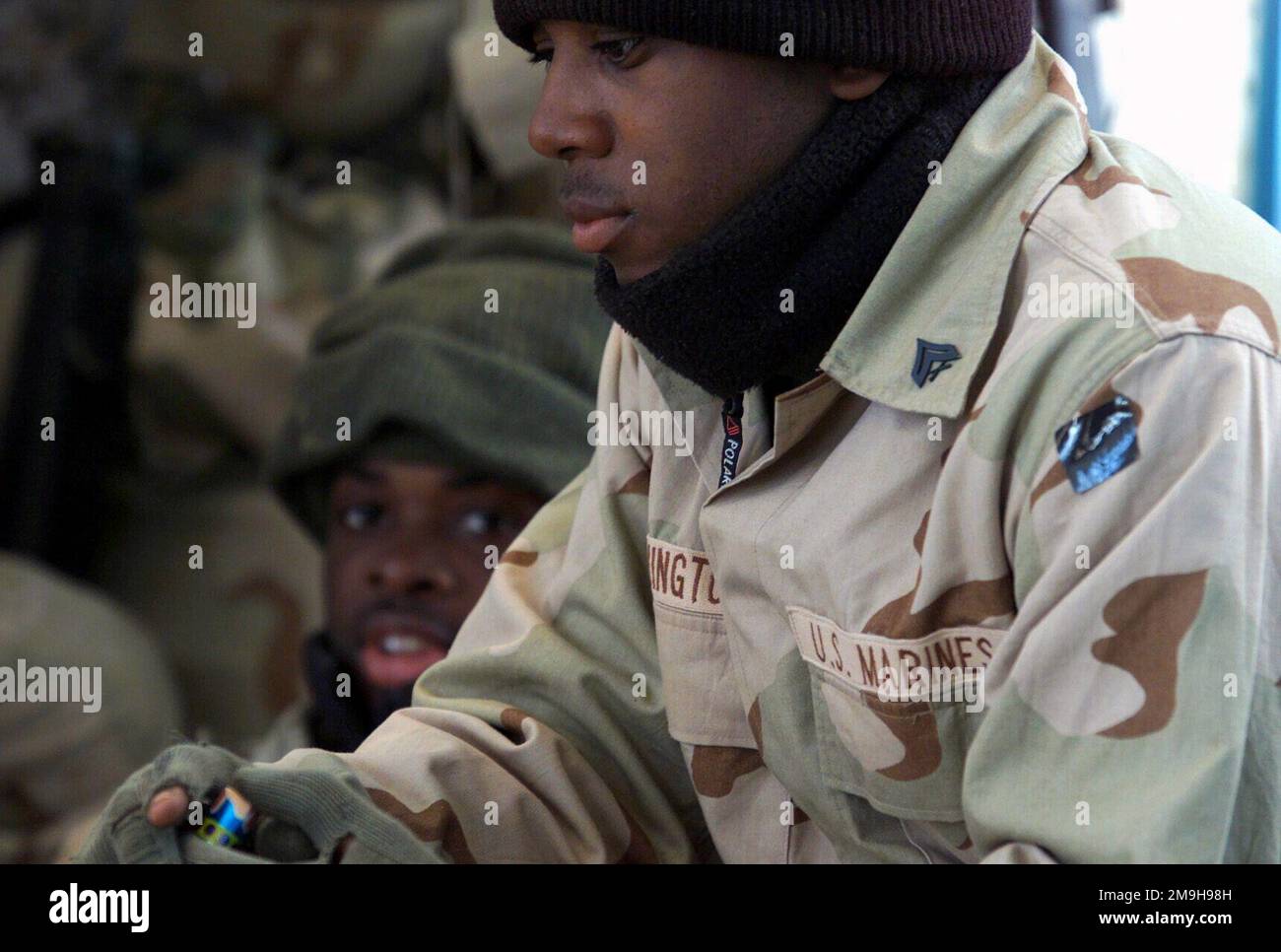 A Marine with Headquarters Company, Battalion Landing Team 3/6, 26th ...