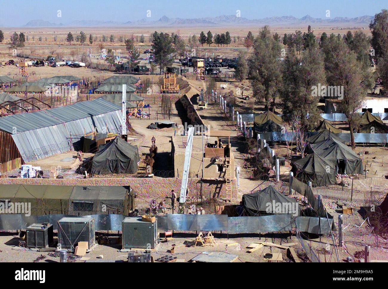 A view of the Al Quaeda/Taliban detainment facility build by US Marines ...
