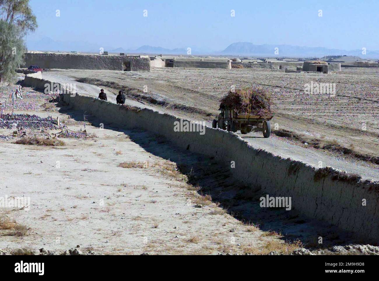 An Afghan farm near the gate at Kandahar International Airport ...
