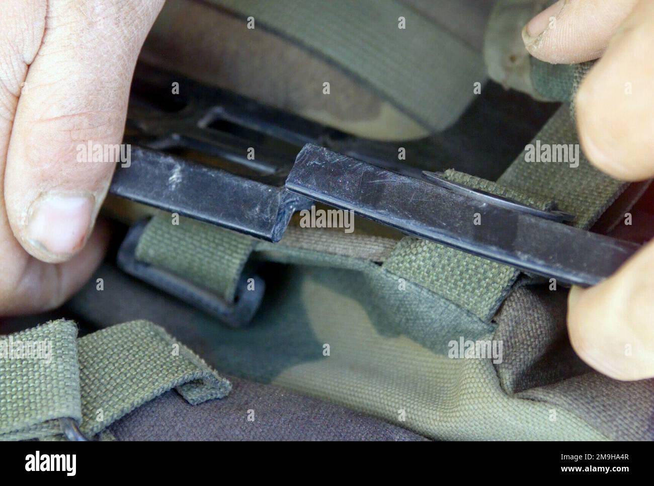 A view of damage to MOLLE (MOdular Lightweight Load-carrying Equipment ...