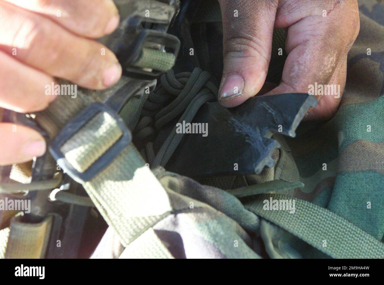A view of damage to MOLLE (MOdular Lightweight Load-carrying Equipment ...