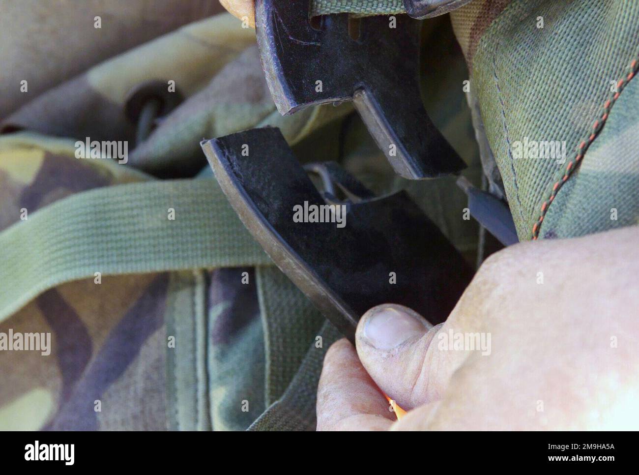 A view of damage to MOLLE (MOdular Lightweight Load-carrying Equipment ...
