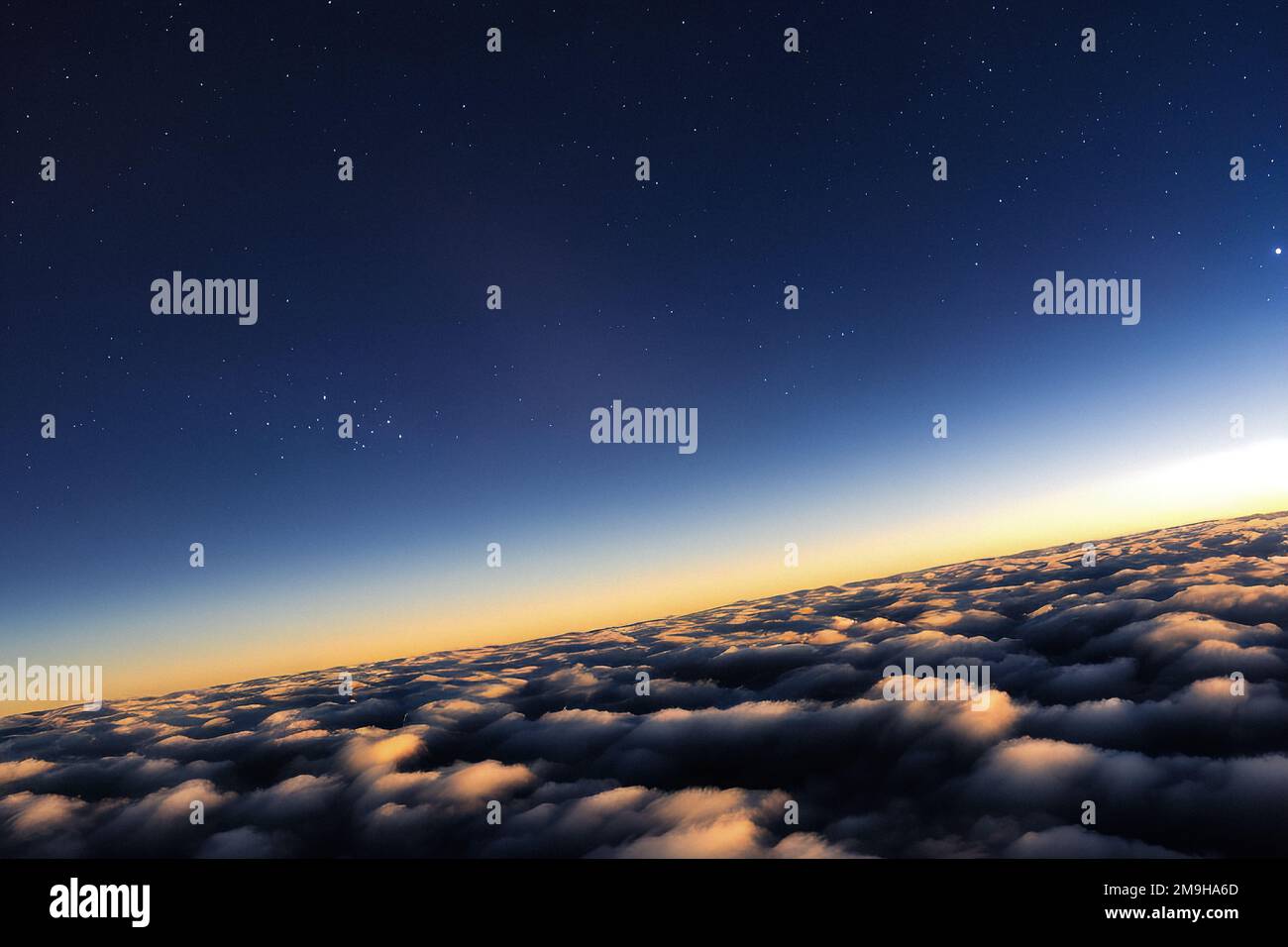 Beautiful scenic view of a misty landscape at sunset with epic stars in ...