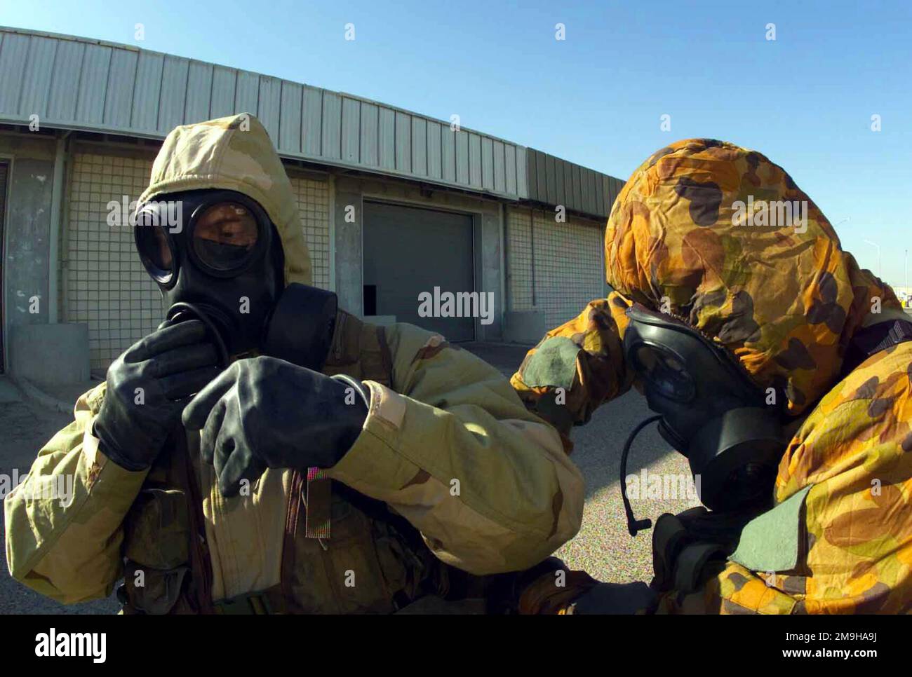 A Marine with Combined Joint Task Force (CJTF) gets assistance putting ...