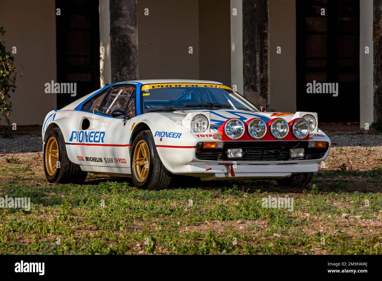 Side view of Ferrari 308GTB GR 4 rally car parked on lawn Stock Photo ...
