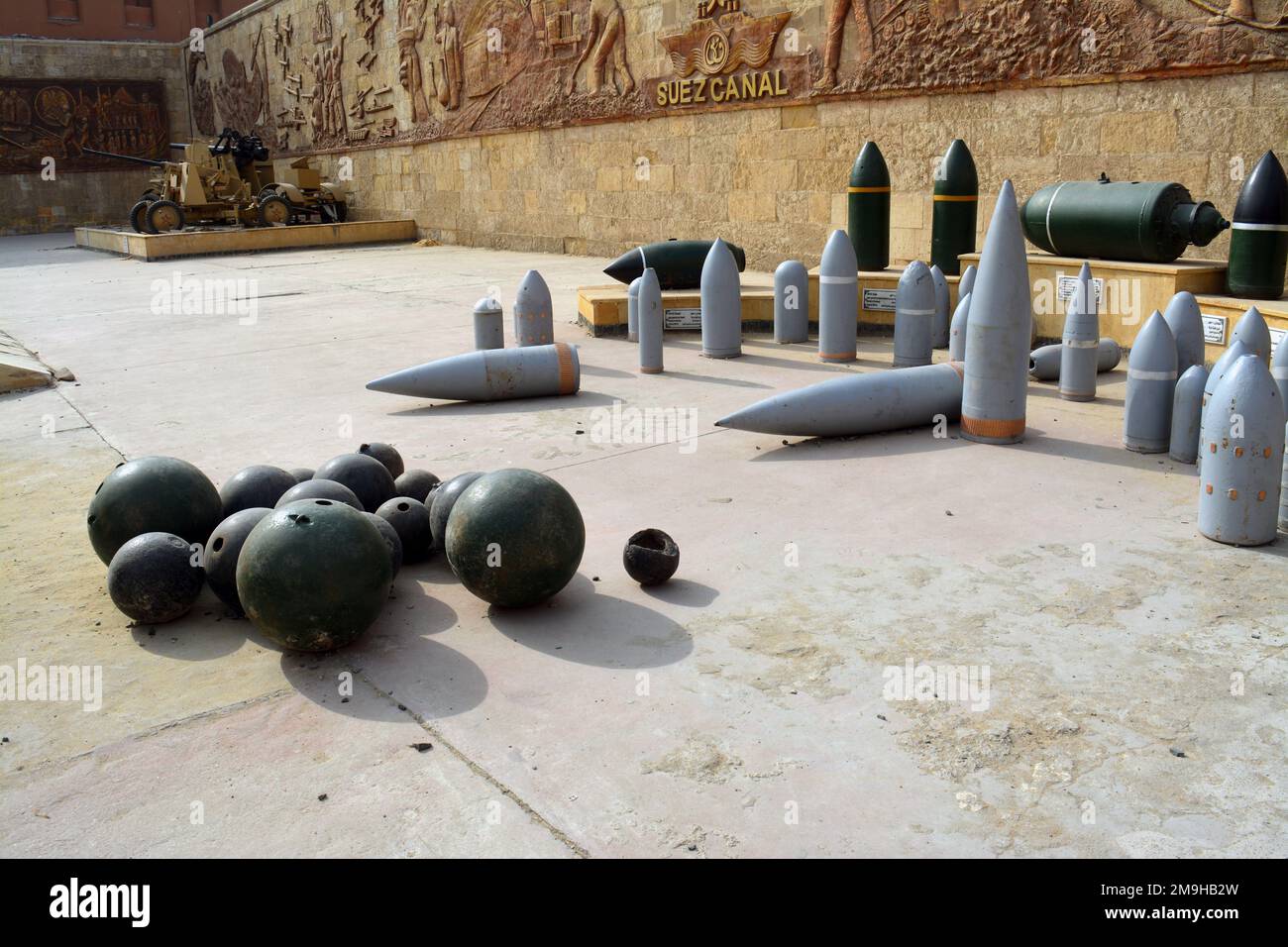 Cairo, Egypt, January 7 2023: Bombs of different types and sizes ...