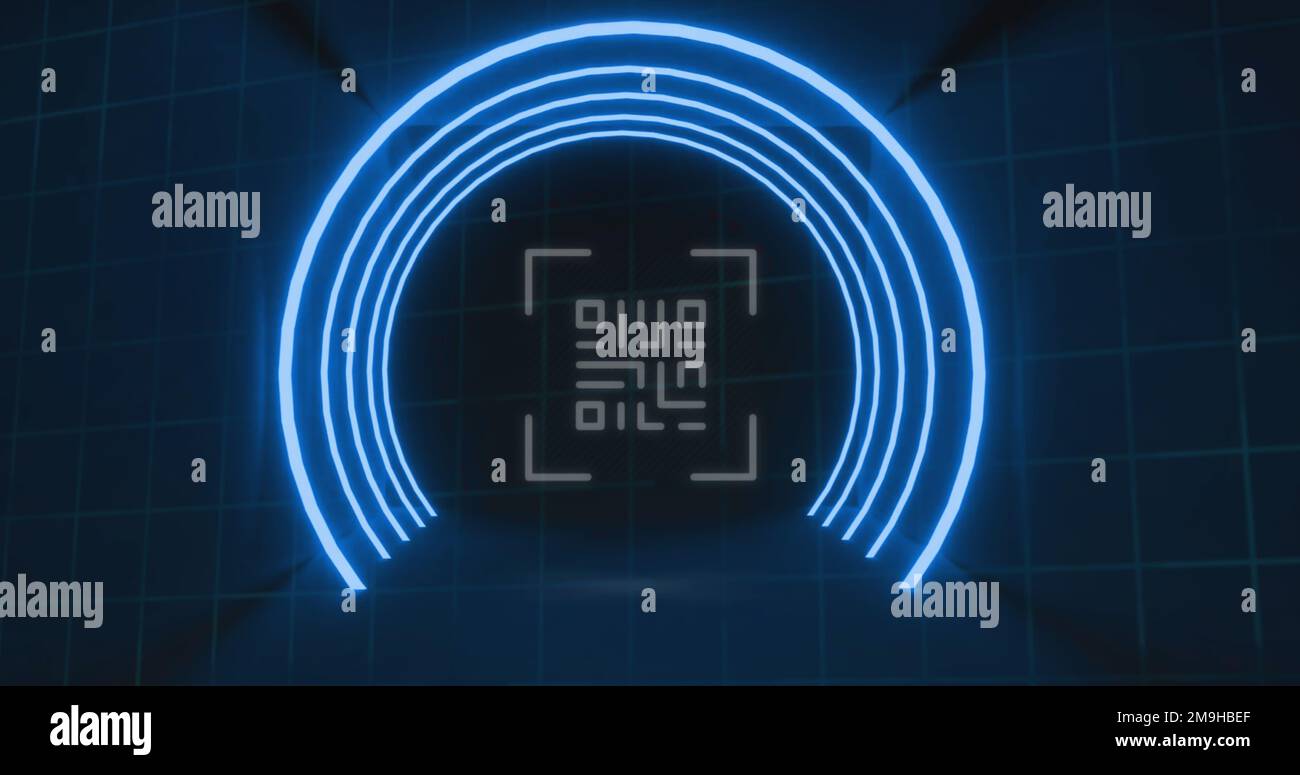 Image of flickering white qr code on blue background Stock Photo - Alamy