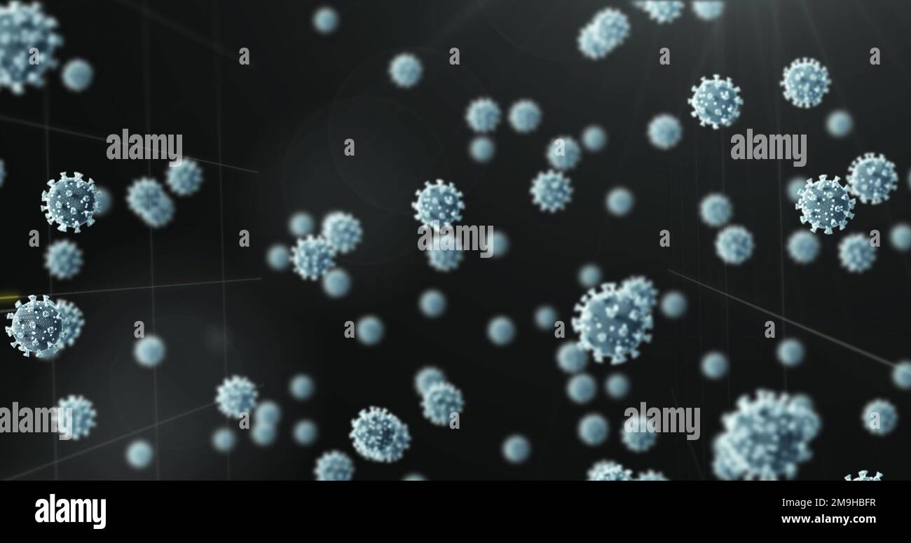Illustration of lens flare rays, grid pattern and infected cells ...