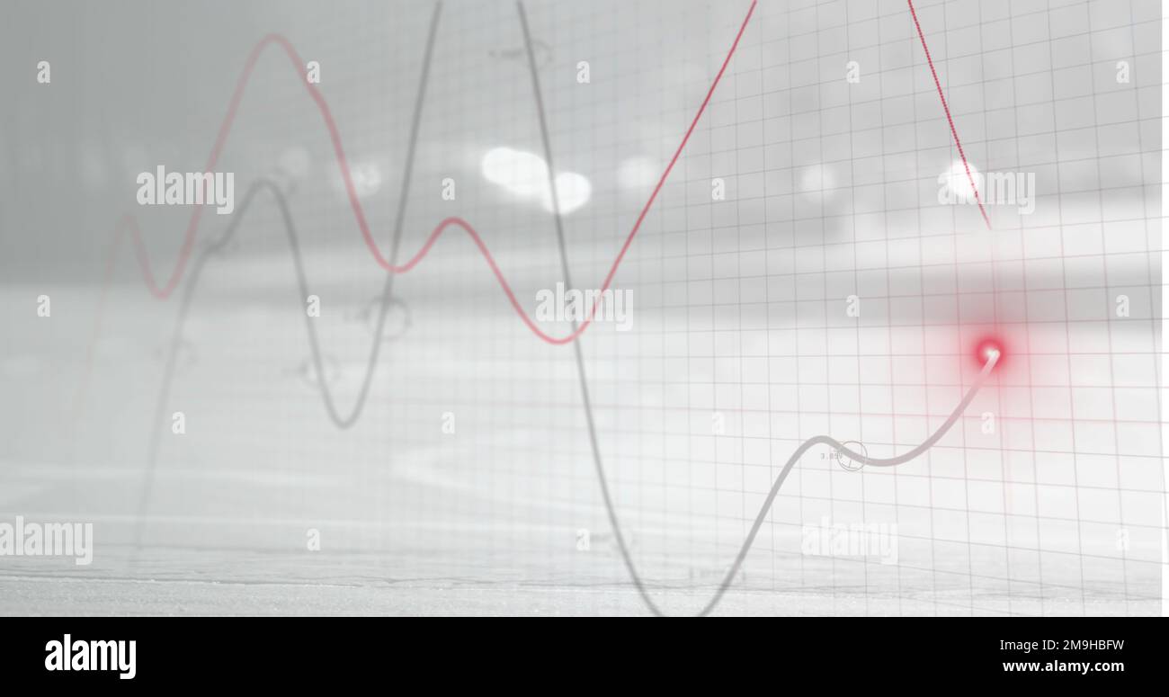 Composite of landscape and data processing with red dot Stock Photo - Alamy