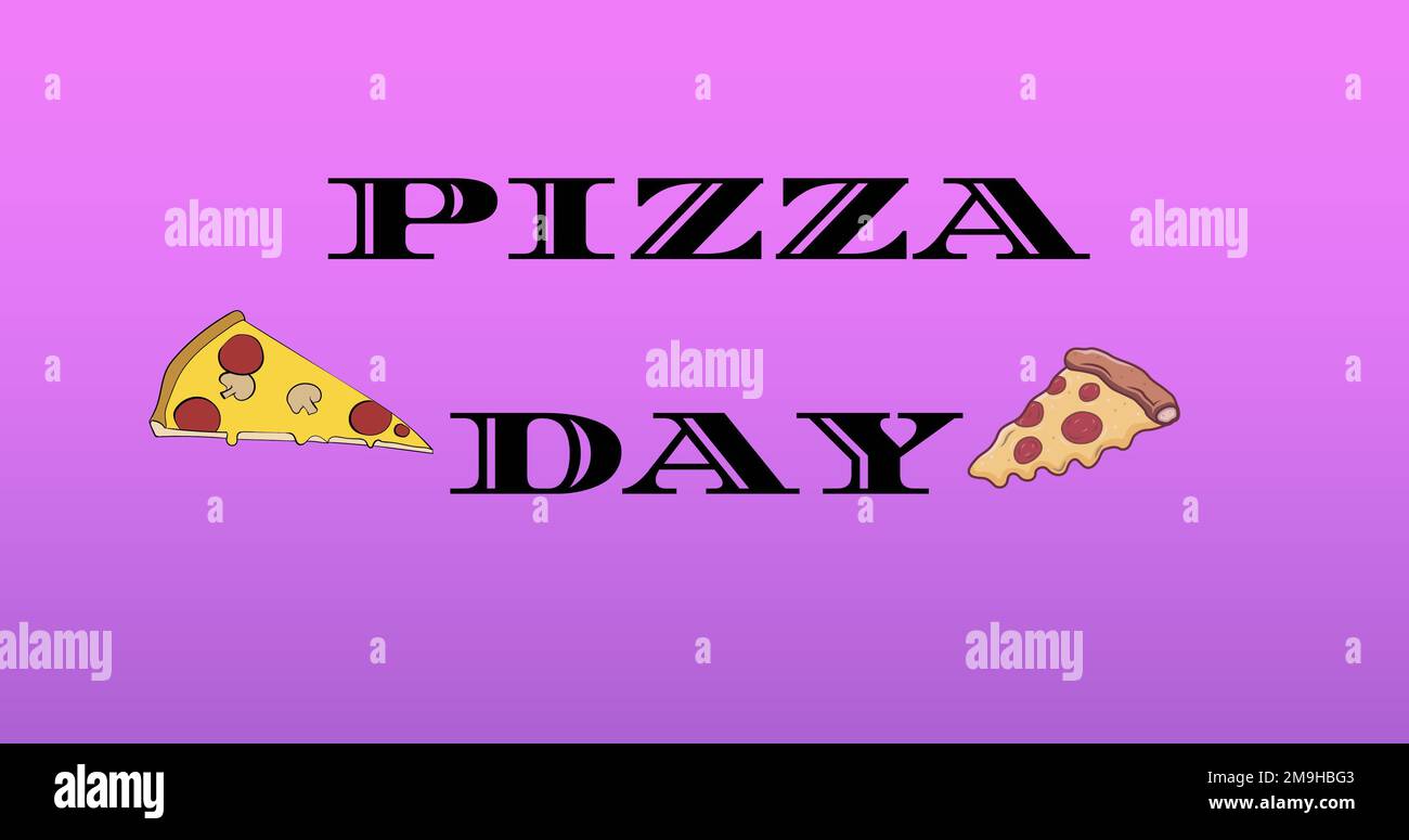 Image of pizza icons and pizza day text on purple background Stock ...