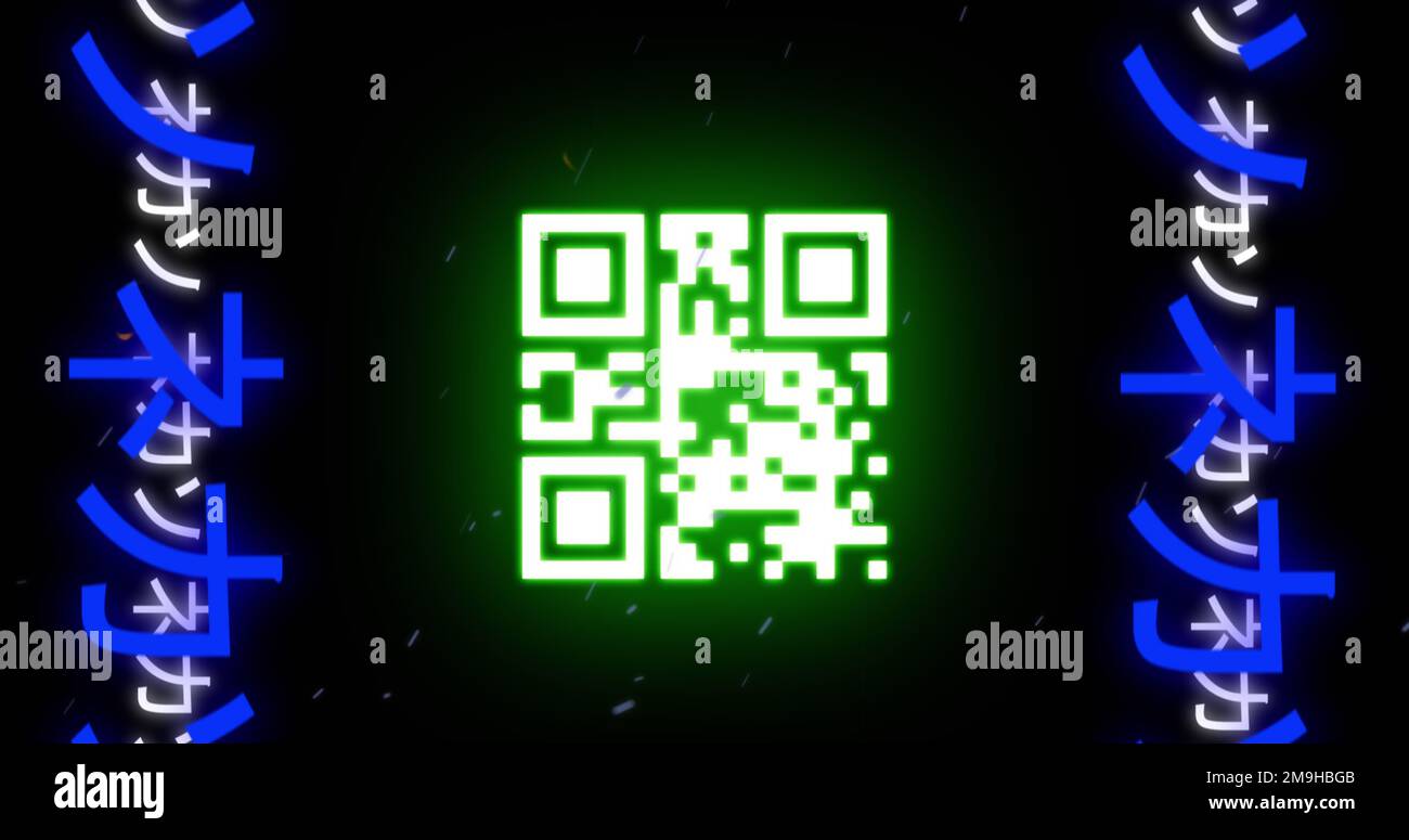 Image of neon qr code over neon qr code Stock Photo - Alamy