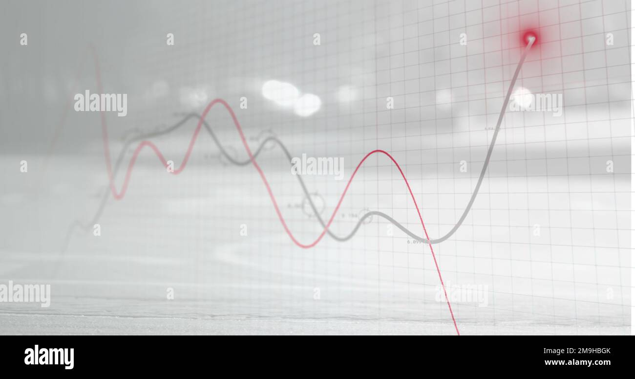 Composite of landscape and data processing with red dot Stock Photo - Alamy