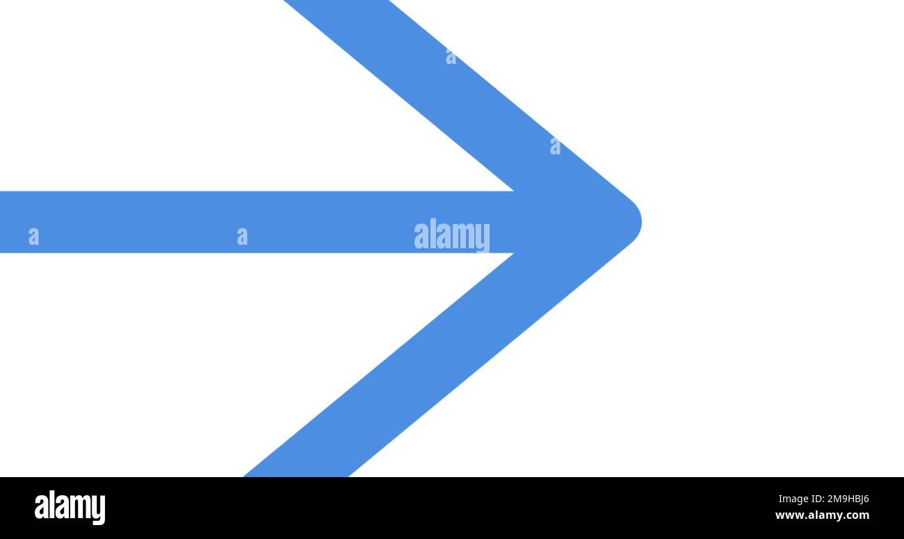 Image of blue arrow pointing right on white background Stock Photo - Alamy