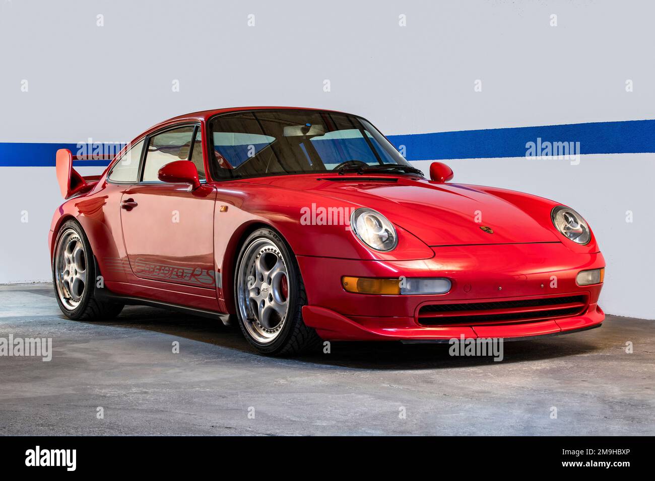 Front view of red 1992 Porsche Carrera 911 RS 3.6-Litre Flat-Six sports ...