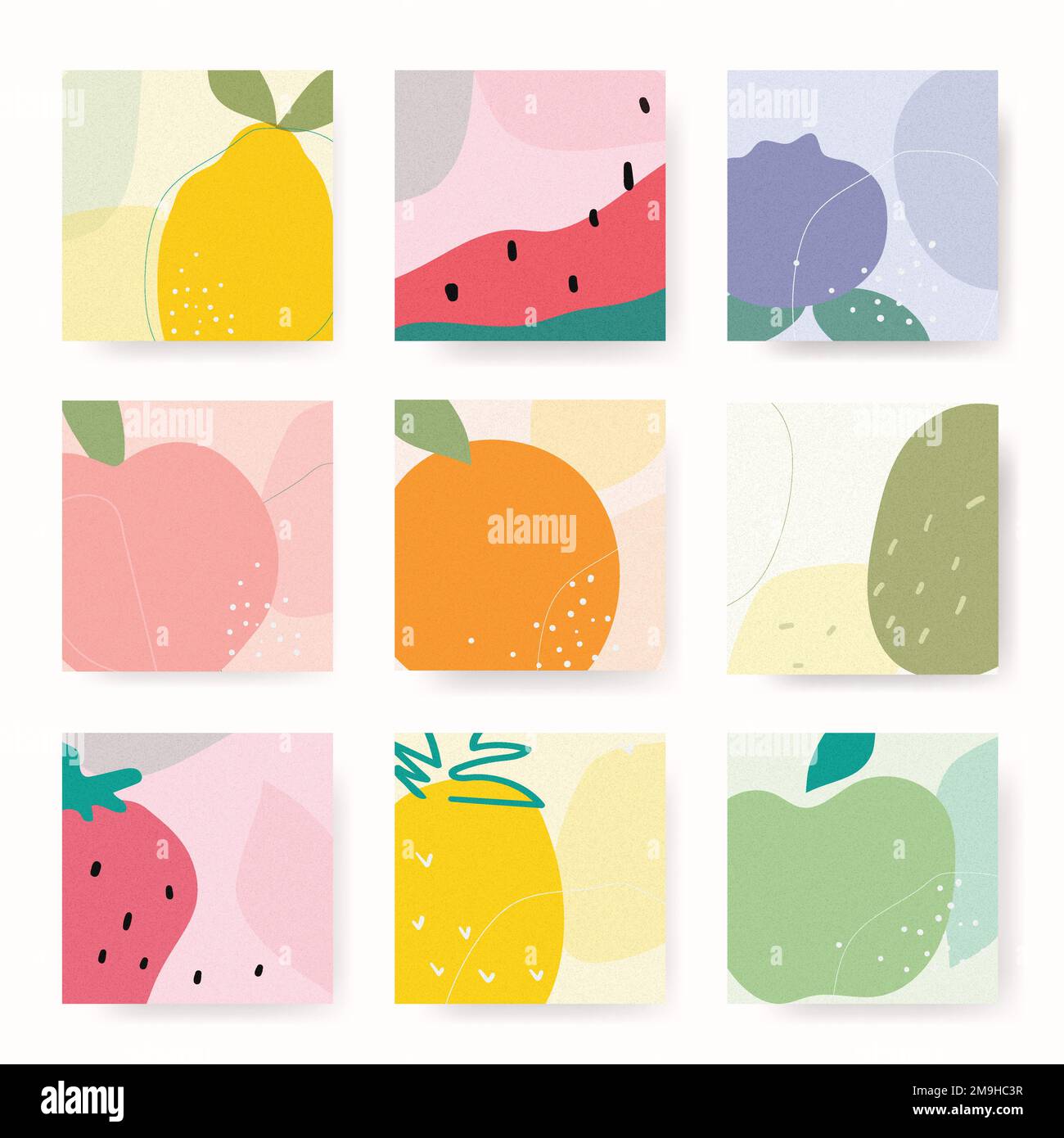 Hand drawn fruit Memphis background collection vector Stock Vector ...