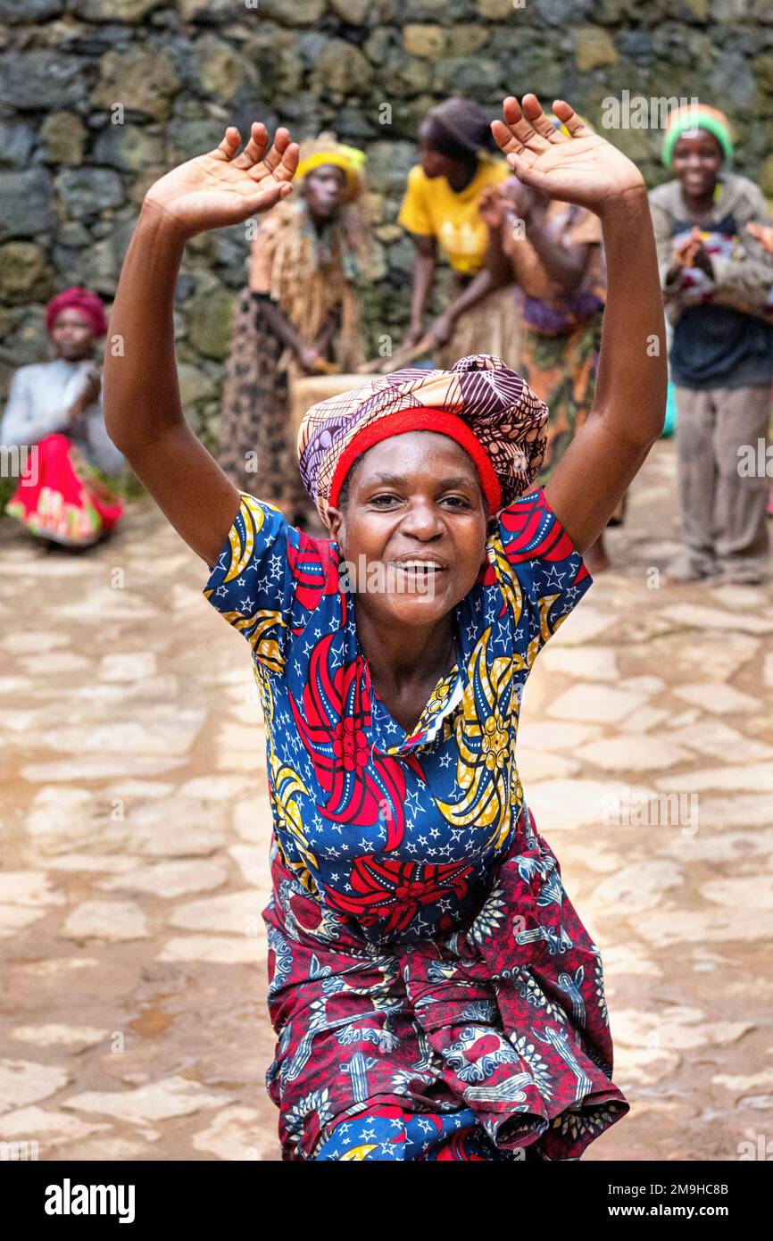 Echuya Batwa people, often known as pygmies, dancing in south western ...