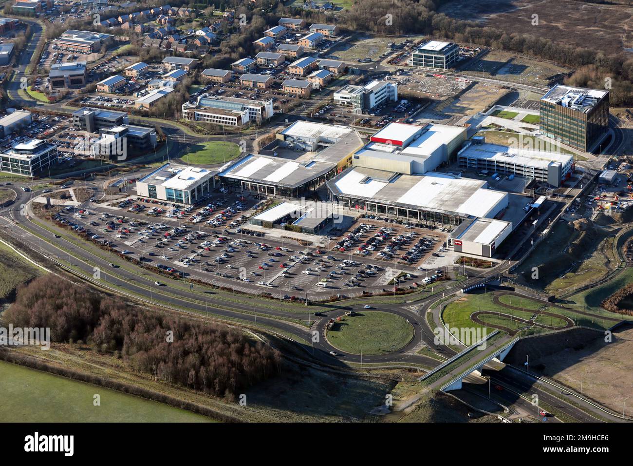 aerial view of The Springs Shopping Centre at Thorpe Park, Colton ...